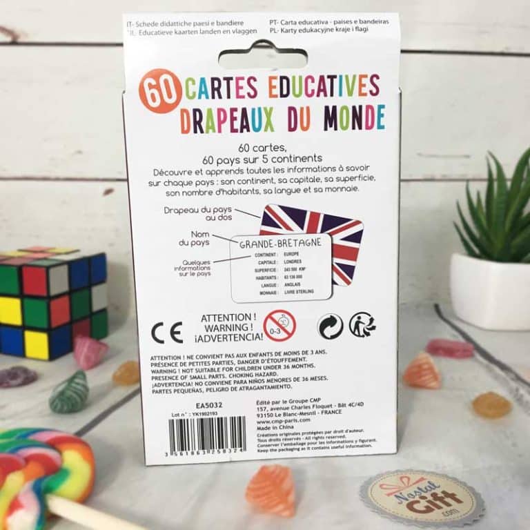 60 Cartes éducatives drapeaux du monde