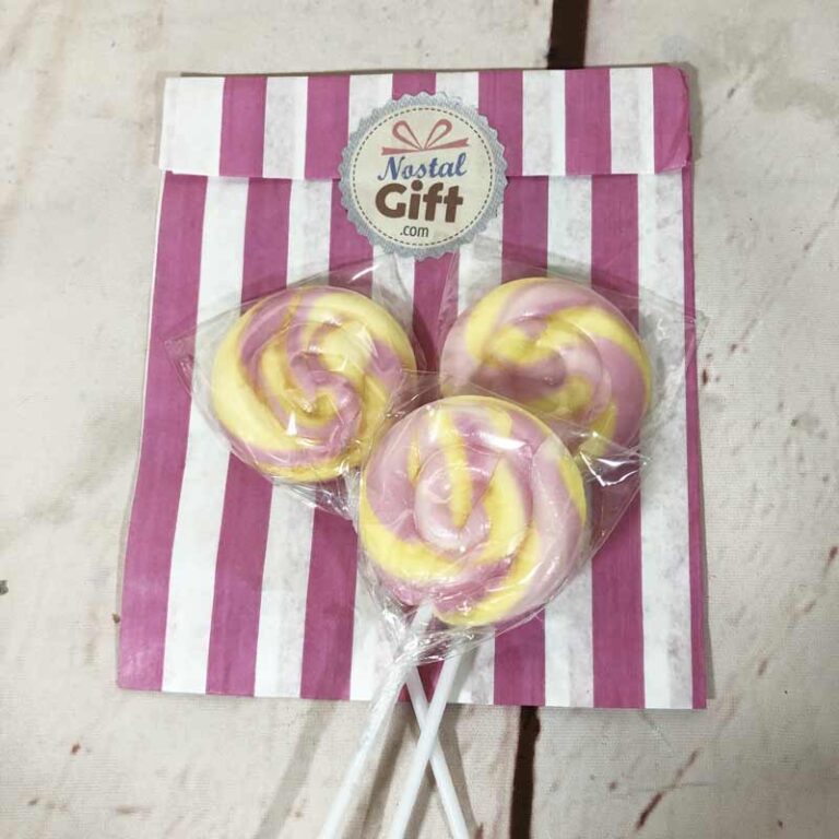 Sucette ronde de fête foraine goût fraise-banane x3 - 14cm