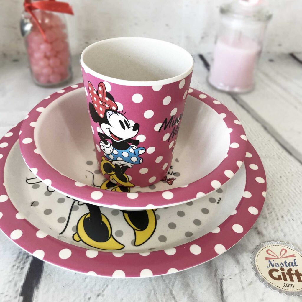 Coffret repas bébé en bambou (Minnie)