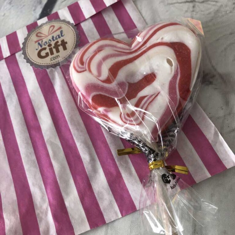 Grande sucette coeur à la goût cerise - 21cm
