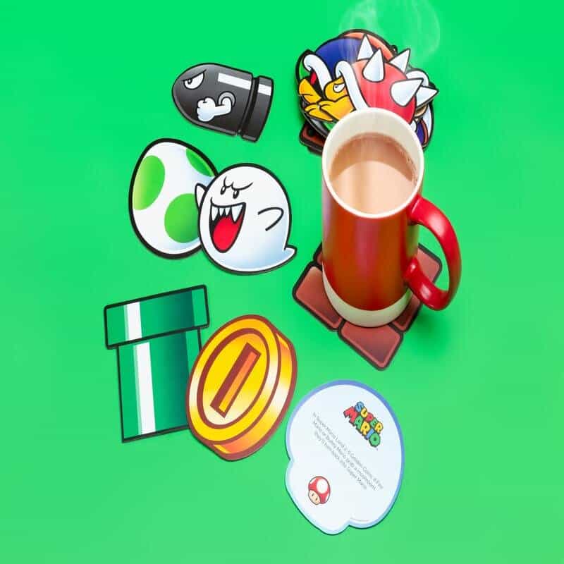 Super Mario -Dessous de verres x20 - Carapaces, Champignons, Pièce...