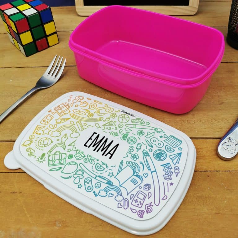 Boite à goûter & gourde enfant personnalisé - Arc en Ciel école